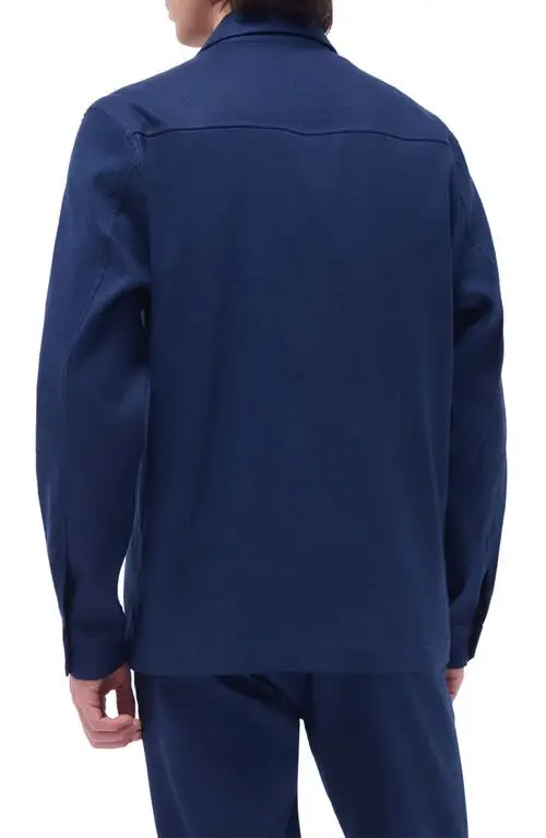 Bugatchi Linen & Cotton Stretch Shirt Jacket - Navy