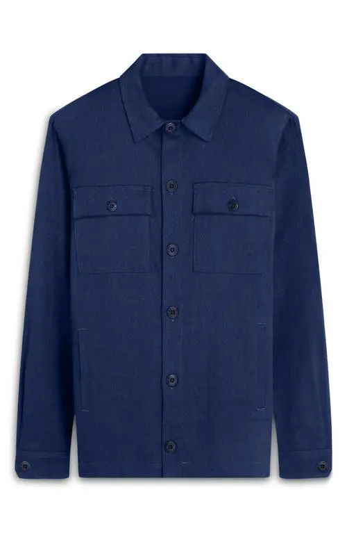 Bugatchi Linen & Cotton Stretch Shirt Jacket - Navy