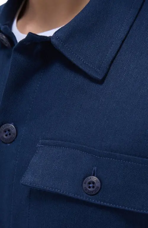 Bugatchi Linen & Cotton Stretch Shirt Jacket - Navy