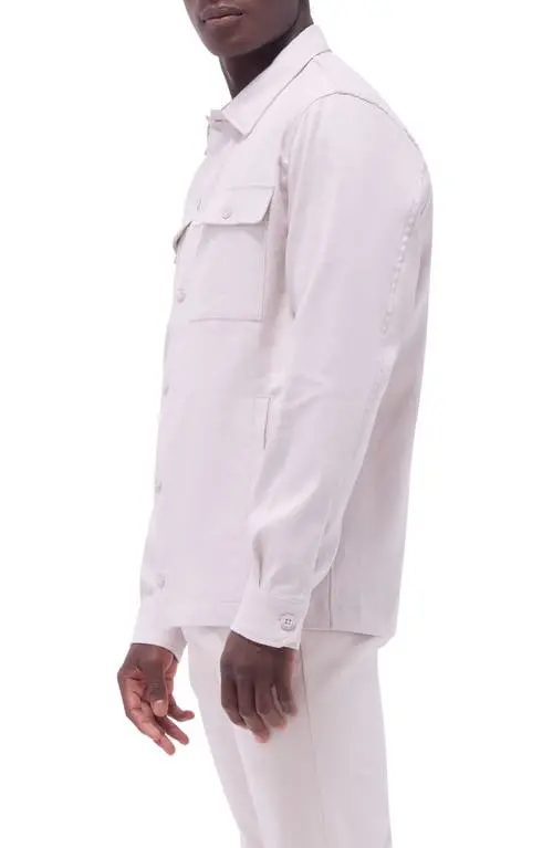 Bugatchi Linen & Cotton Stretch Shirt Jacket - Stone