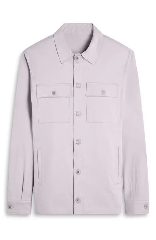 Bugatchi Linen & Cotton Stretch Shirt Jacket - Stone