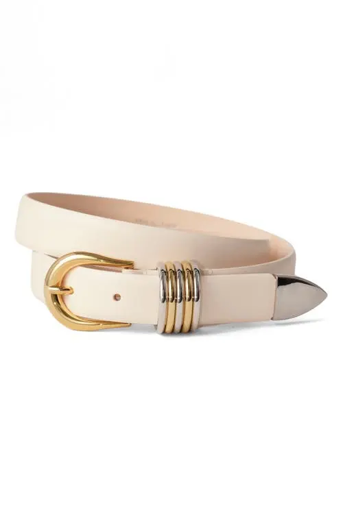 DEHANCHE Hollyhock Leather Belt - Ivory/silver/gold