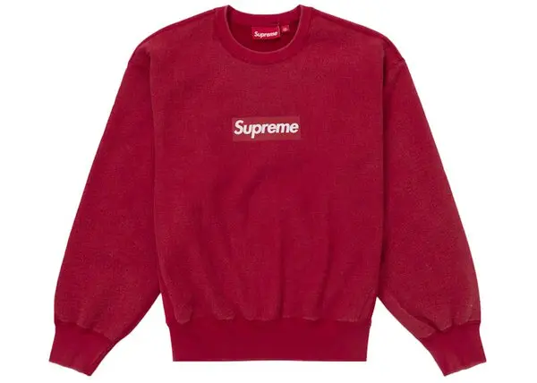 Supreme Washed Box Logo Crewneck Sweatshirt - Red
