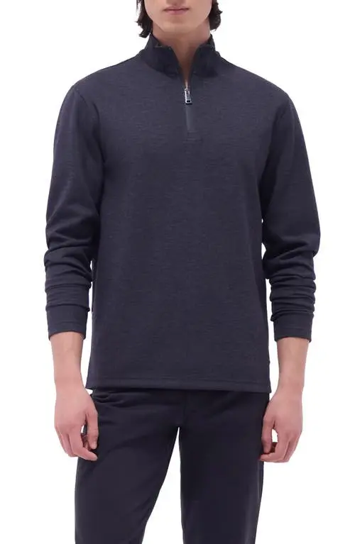 Bugatchi Quarter Zip Performance Pullover - Black