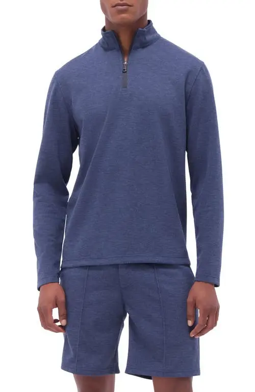 Bugatchi Quarter Zip Performance Pullover - Navy