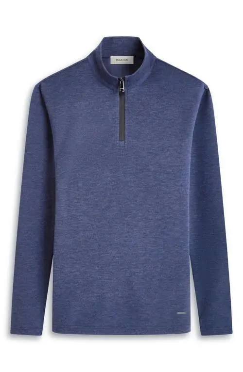 Bugatchi Quarter Zip Performance Pullover - Navy