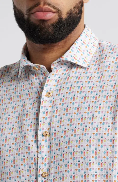 Johnnie-o 5 O'clock Somewhere Short Sleeve Linen & Lyocell Button-up Shirt