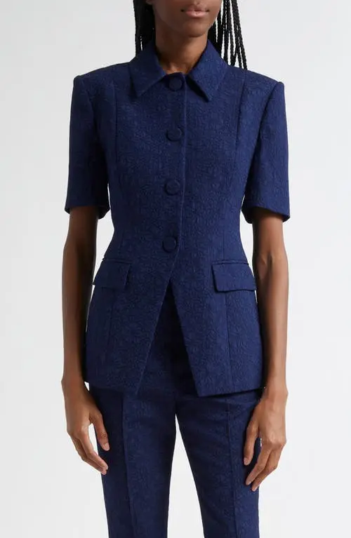 Veronica Beard Bodie Embroidered Dickey Jacket - Navy