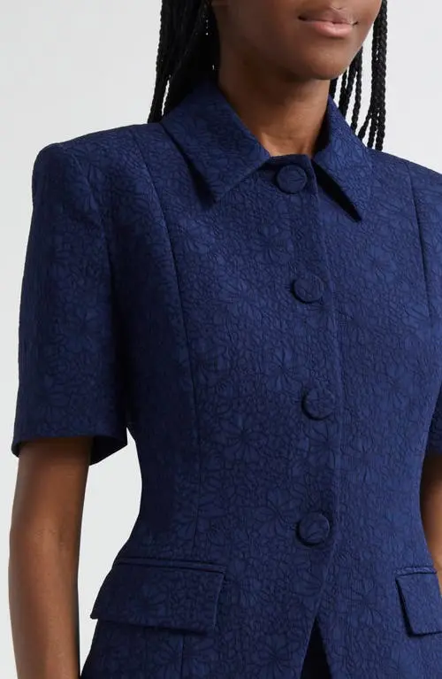 Veronica Beard Bodie Embroidered Dickey Jacket - Navy