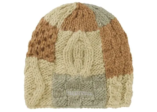 Supreme Block Knit Beanie - Tan
