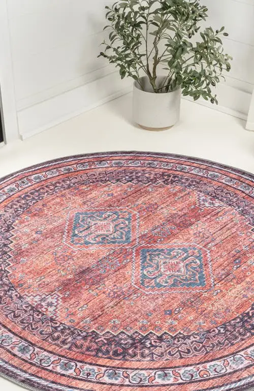 JONATHAN Y Dalyan Geometric Medallions Machine-washable Round Area Rug