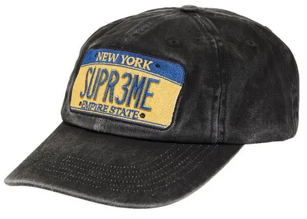 Supreme License Plate 6-panel Cap - Black