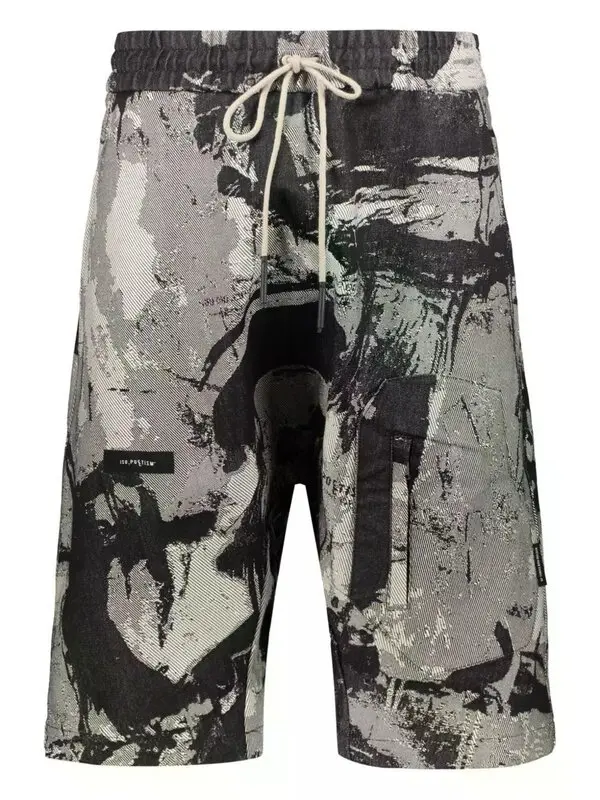 ISO.POETISM Cotton Printed Shorts - White