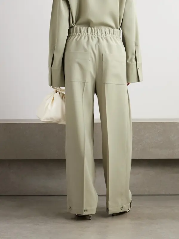 JIL SANDER Pleated Wide-leg Wool-twill Pants - Green