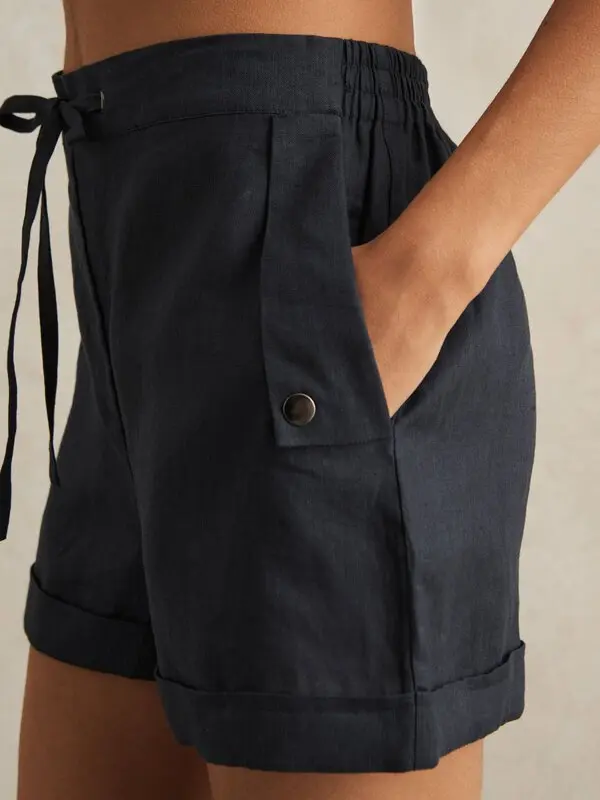 REISS Cara Linen Shorts