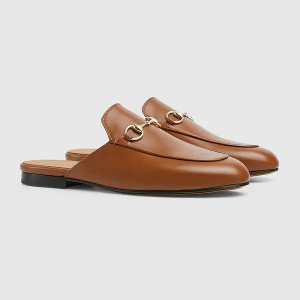 Gucci Princetown Leather Slipper - Brown