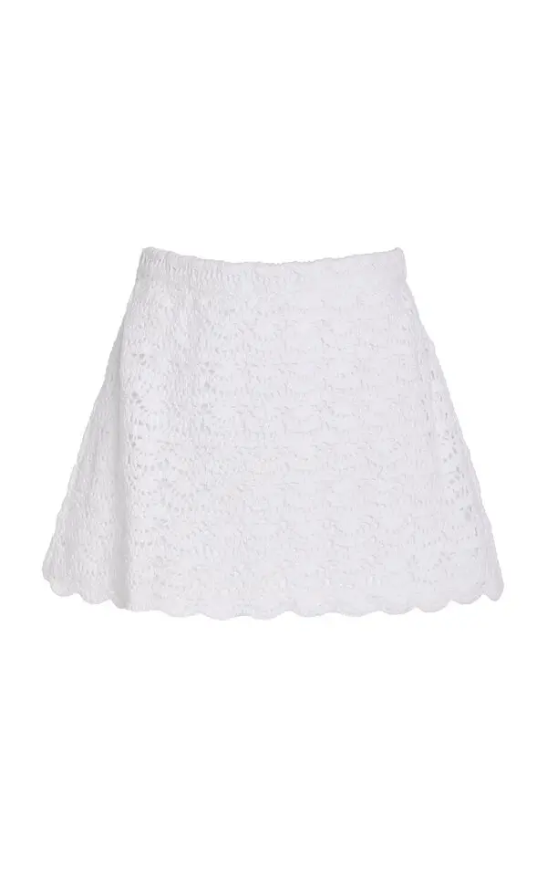 MARLIES GRACE Exclusive Rosamund Crocheted Mini Skirt - White