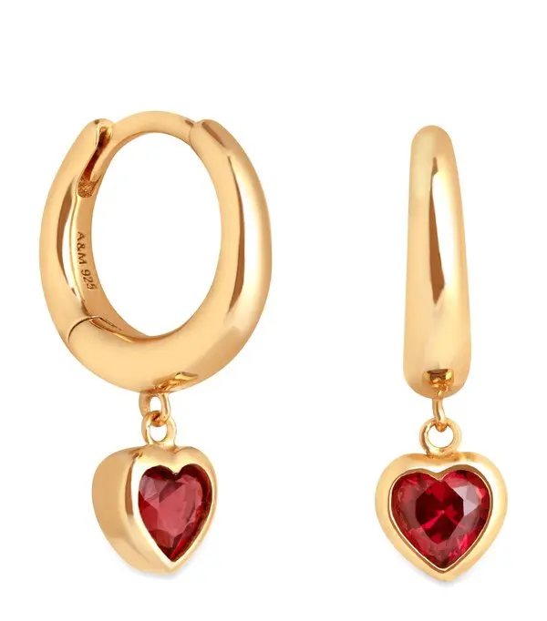 ASTRID & MIYU Plated Silver Heart Huggie Earrings - Gold
