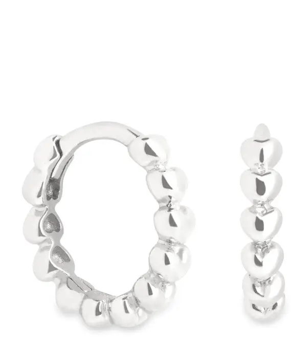 ASTRID & MIYU White Gold Heart Huggie Earrings - Silver