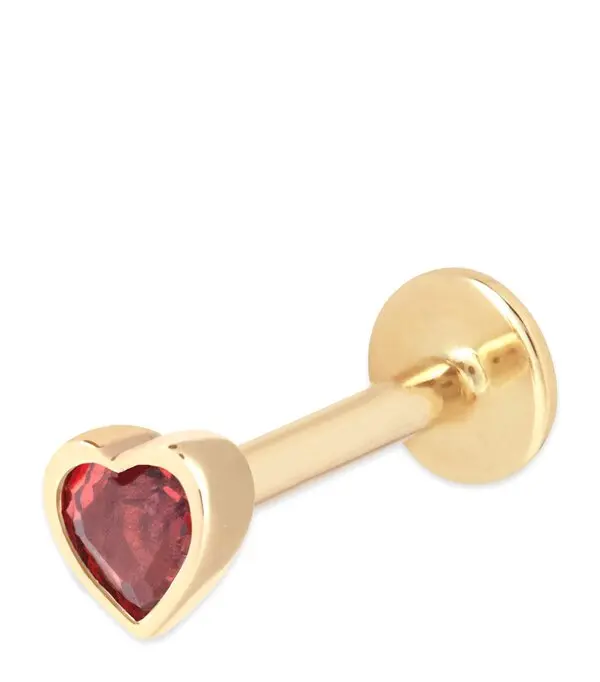ASTRID & MIYU And Garnet Heart Stud Earring - Gold