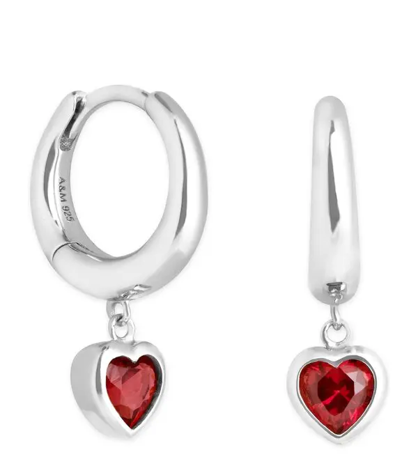 ASTRID & MIYU Rhodium-plated Heart Huggie Earrings - Silver