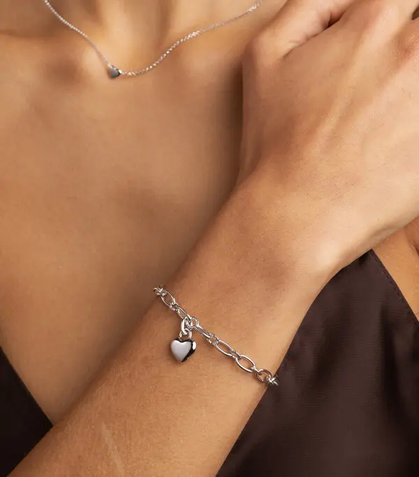 ASTRID & MIYU Rhodium-plated Heart Charm