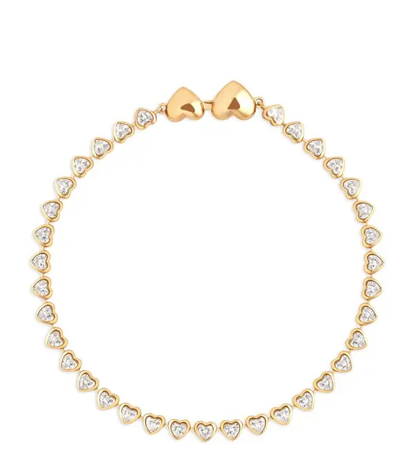 ASTRID & MIYU Yellow -plated Heart Tennis Bracelet - Gold