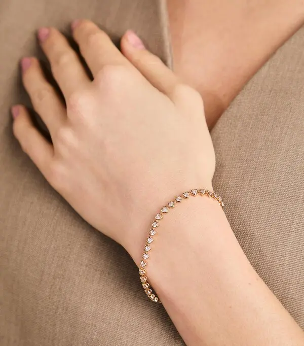 ASTRID & MIYU Yellow -plated Heart Tennis Bracelet