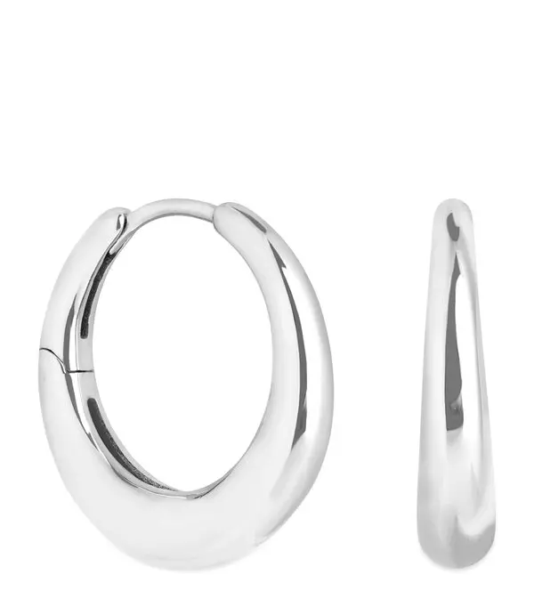 ASTRID & MIYU Medium Rhodium-plated Dome Hoop Earrings - Silver