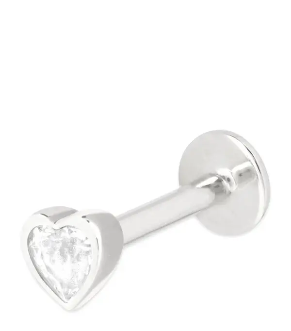 ASTRID & MIYU White Gold And Topaz Heart Stud Earring - Silver