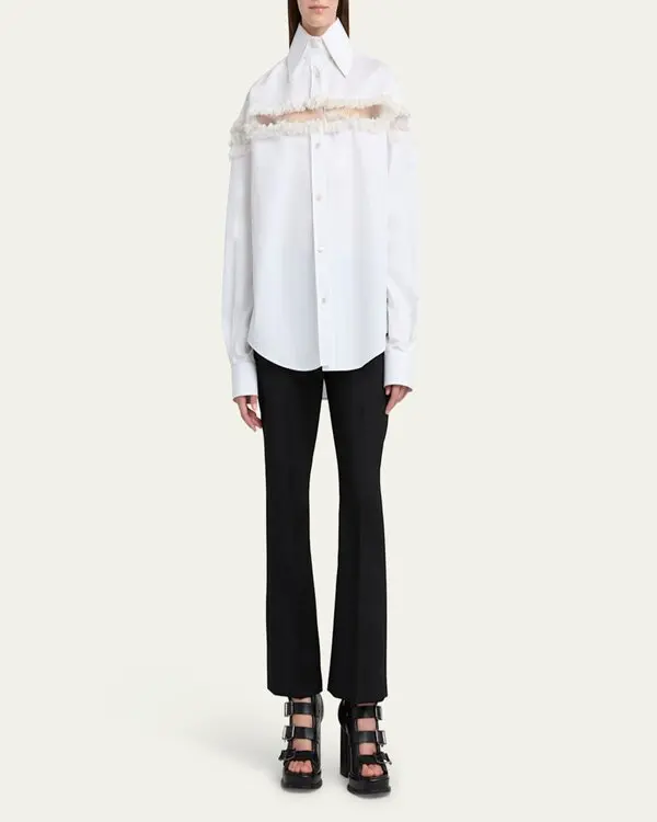Alexander McQueen Ruffle-inset Button-down Blouse