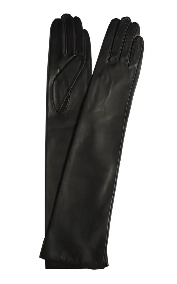 PAULA ROWAN Montserrat 12bt Long Leather Gloves - Black