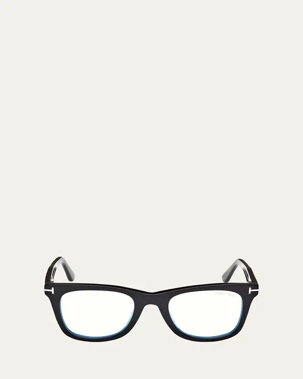 TOM FORD Acetate Square Glasses With Clip-on Sun Lenses - Sblk