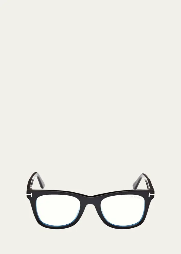 TOM FORD Acetate Square Glasses With Clip-on Sun Lenses