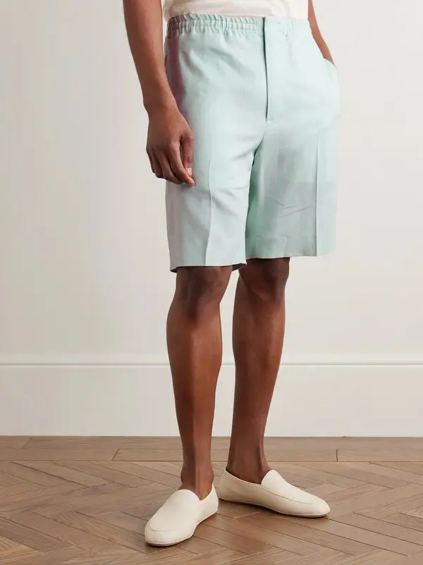 Zegna Straight-leg Linen Shorts - Blue