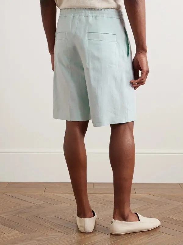 Zegna Straight-leg Linen Shorts - Blue