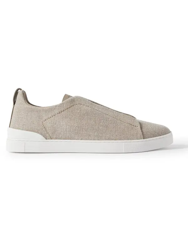 Zegna Triple Stitch™ Linen-canvas Slip-on Sneakers