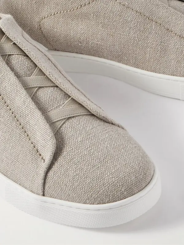 Zegna Triple Stitch™ Linen-canvas Slip-on Sneakers