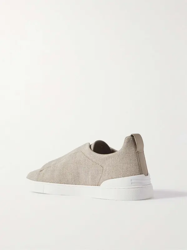 Zegna Triple Stitch™ Linen-canvas Slip-on Sneakers