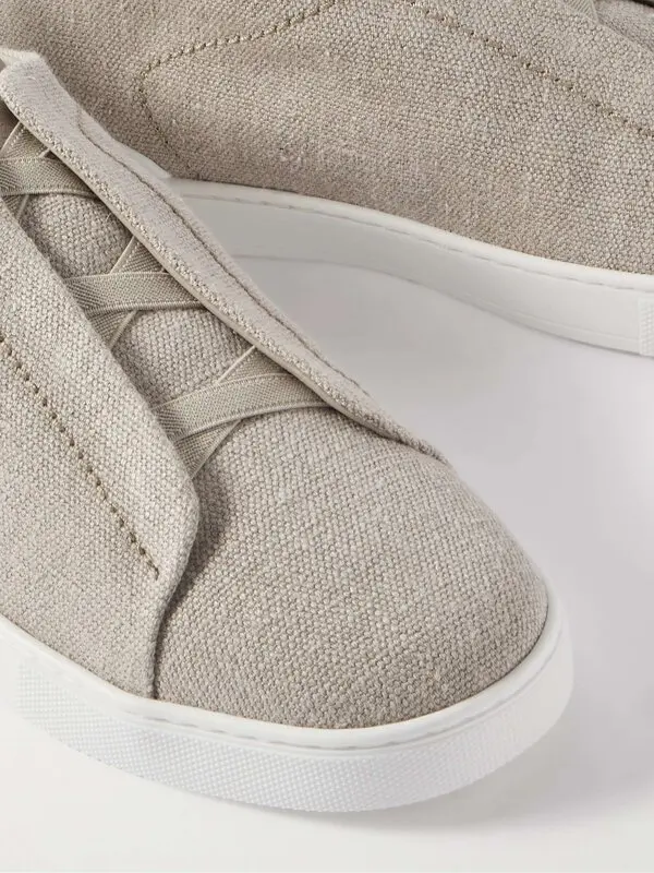 Zegna Triple Stitch™ Linen-canvas Slip-on Sneakers