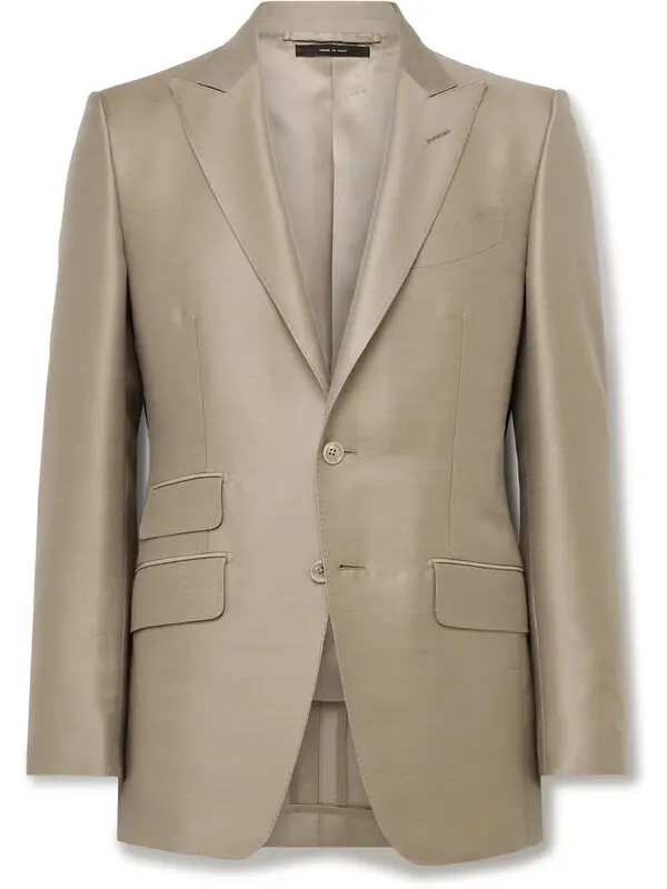 TOM FORD O'connor Slim-fit Wool, Mohair And Silk-blend Twill Suit Jacket - Neutrals