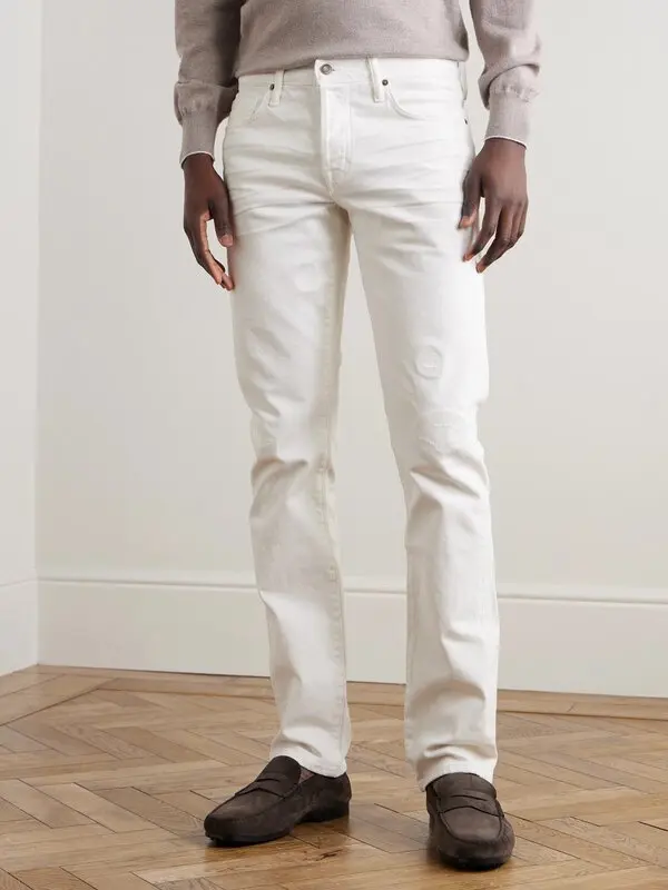 TOM FORD Slim-fit Straight-leg Selvedge Jeans - Neutrals