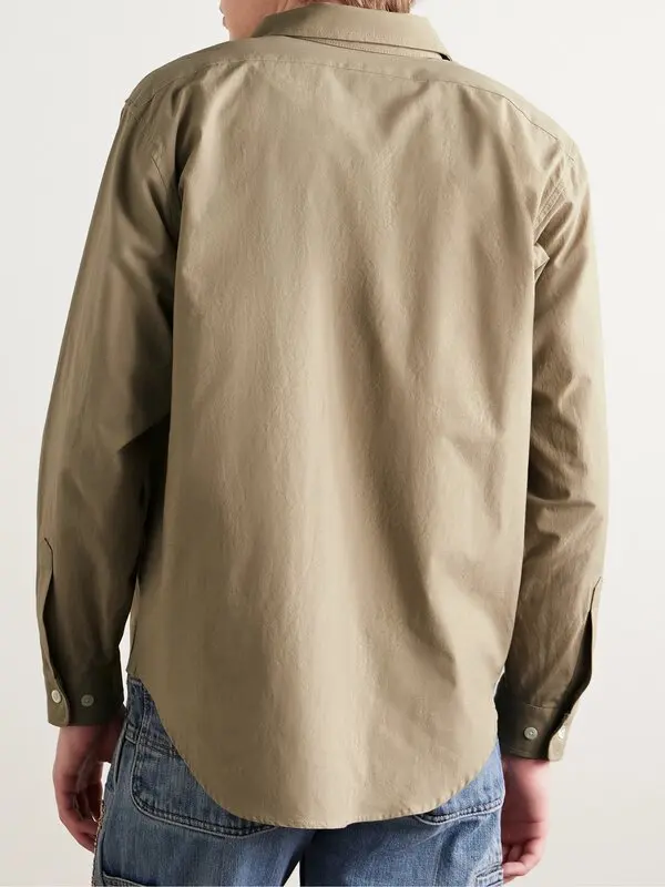 SMALL TALK Crochet-trimmed Cotton-poplin Shirt
