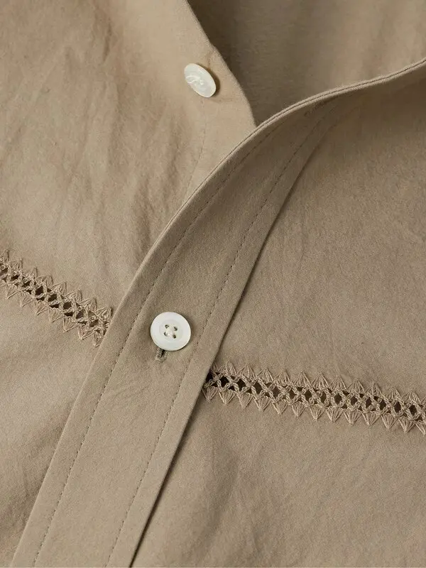 SMALL TALK Crochet-trimmed Cotton-poplin Shirt