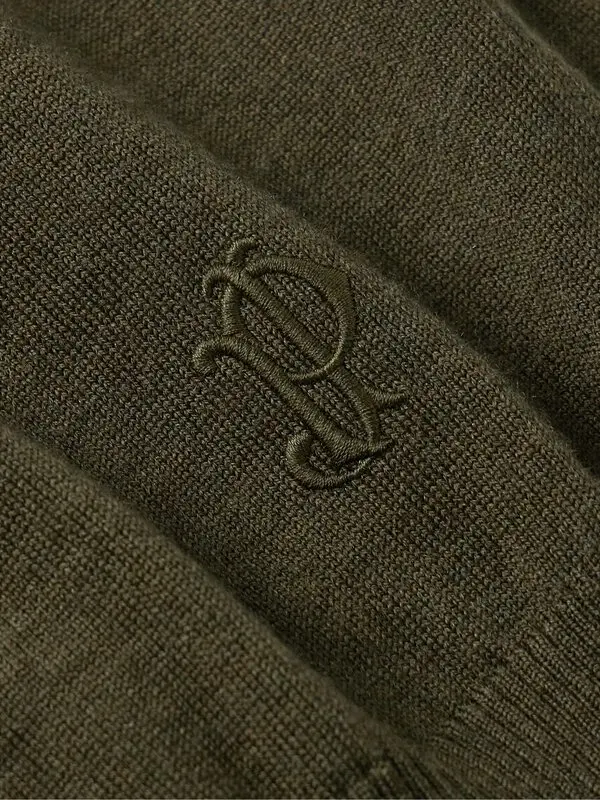 Purdey Linton Logo-embroidered Wool Half-zip Sweater - Green