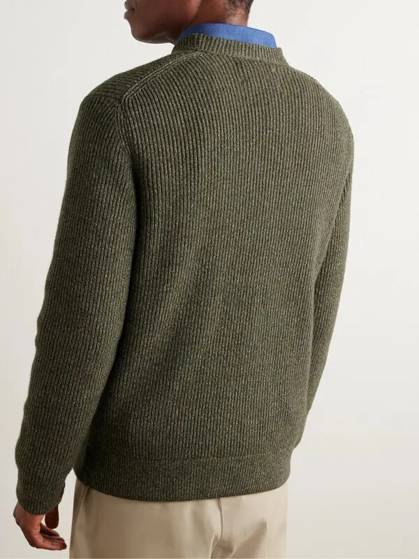 Purdey Glamis Ribbed Wool And Cotton-blend Sweater