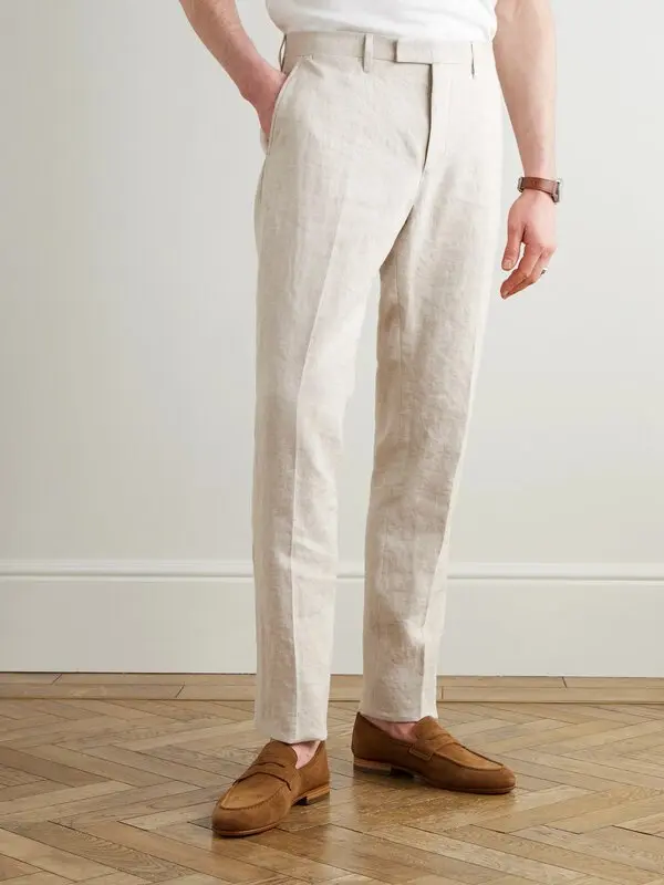 Mr P. Phillip Slim-fit Straight-leg Linen Suit Trousers - Neutrals