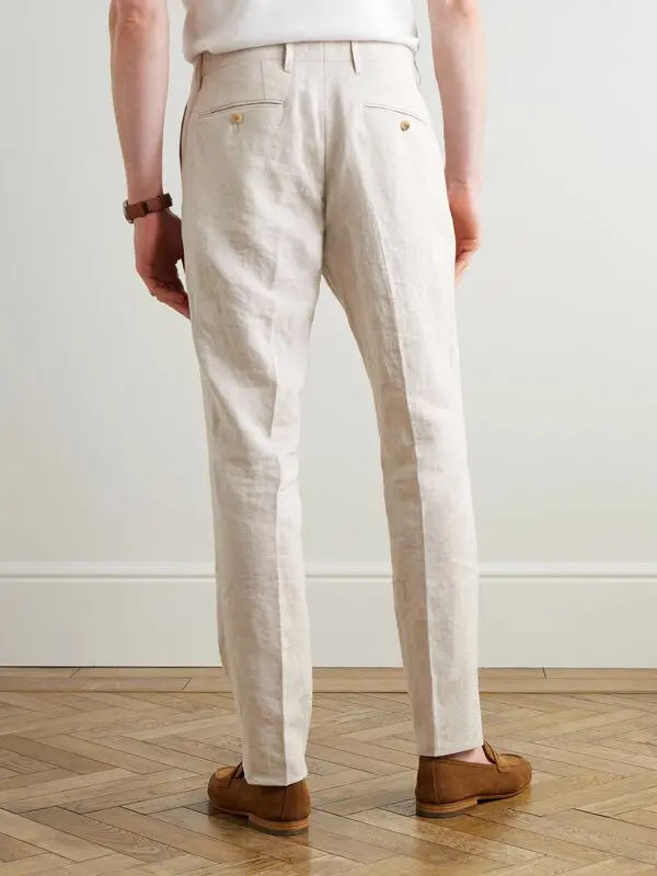Mr P. Phillip Slim-fit Straight-leg Linen Suit Trousers - Neutrals