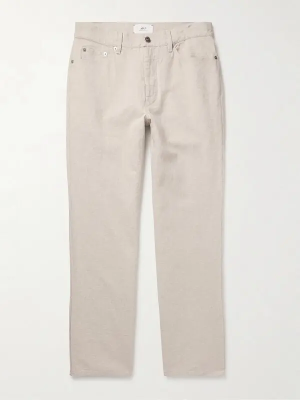 Mr P. Edward Straight-leg Linen And Cotton-blend Trousers - Neutrals