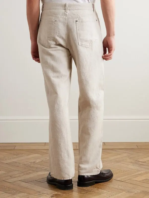 Mr P. Edward Straight-leg Linen And Cotton-blend Trousers - Neutrals